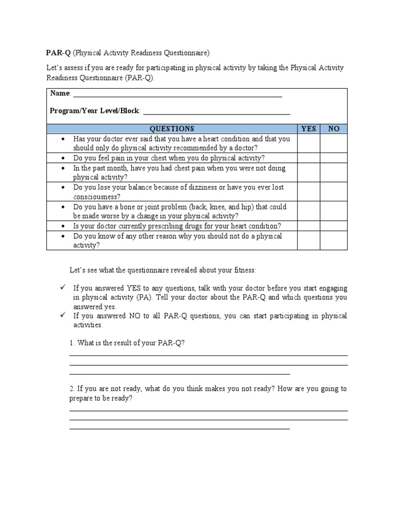 Par Q Test Questionnaire | PDF
