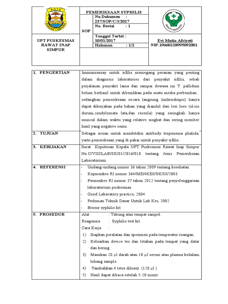 22 Sop Syphilis 2 | PDF