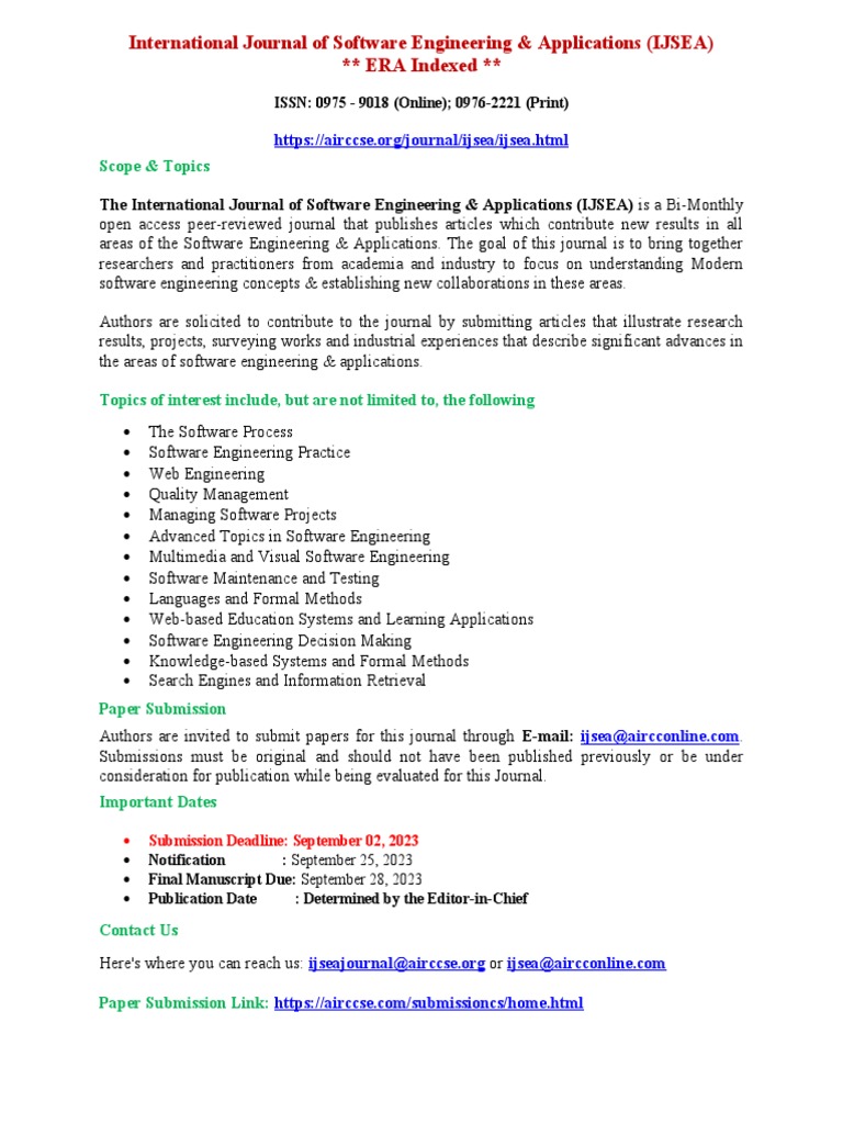 International Journal of Software Engineering & Applications (IJSEA) | PDF