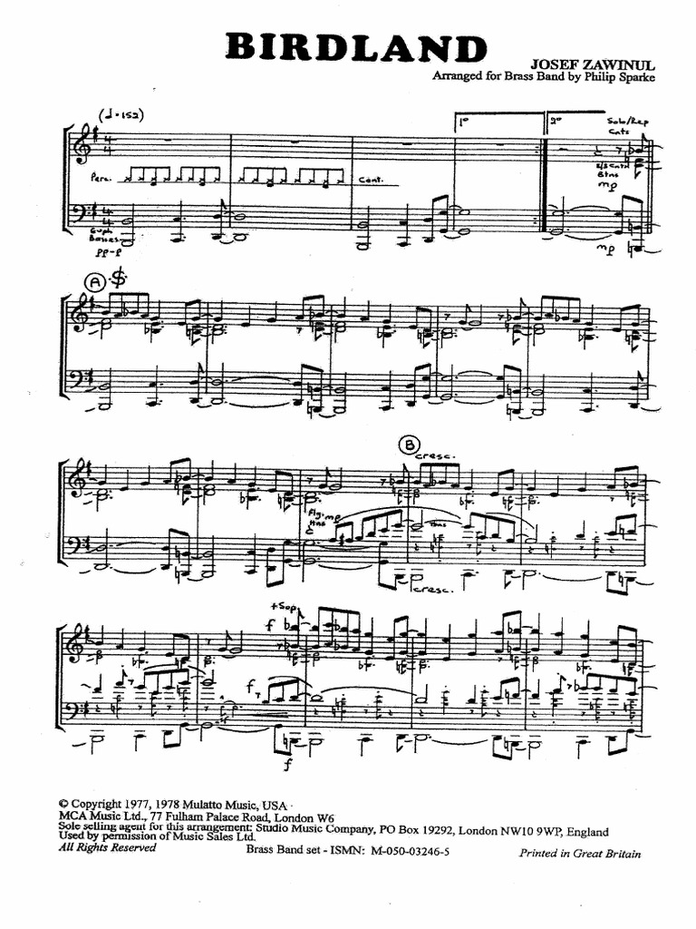 Birdland Partitur Sparke | PDF