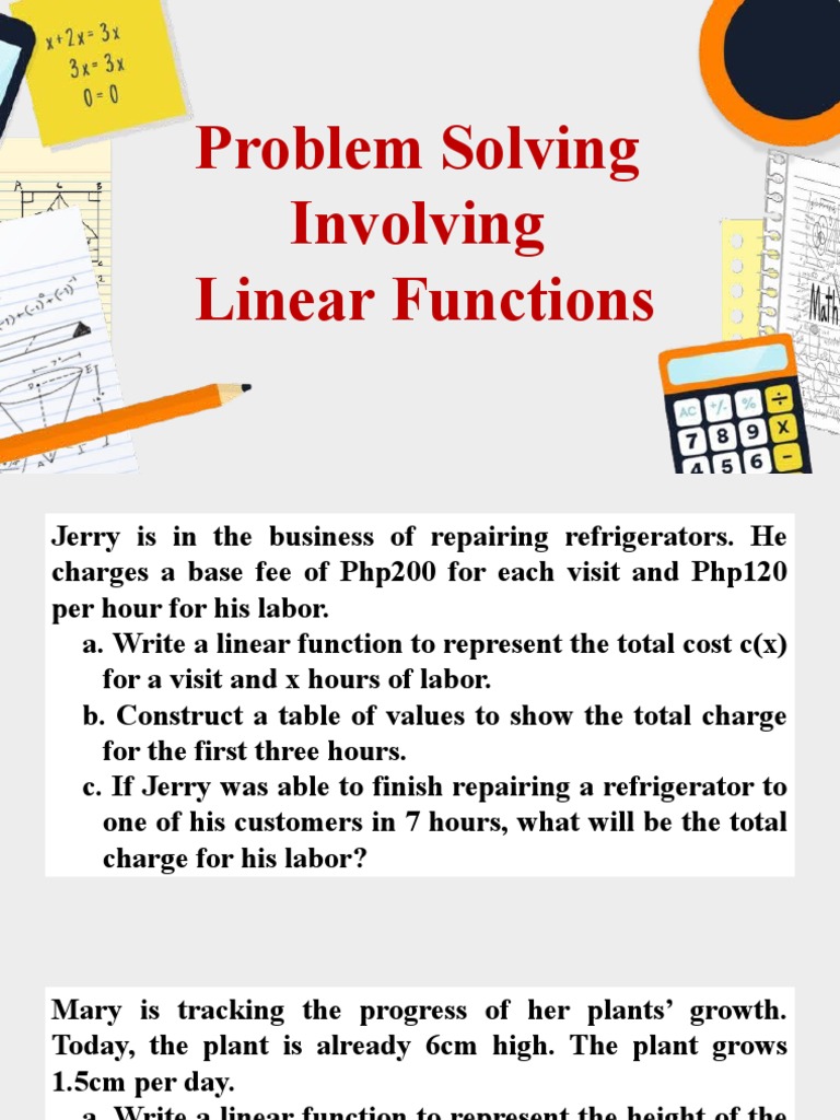 Grade 8 Problem Solving On Functions | PDF