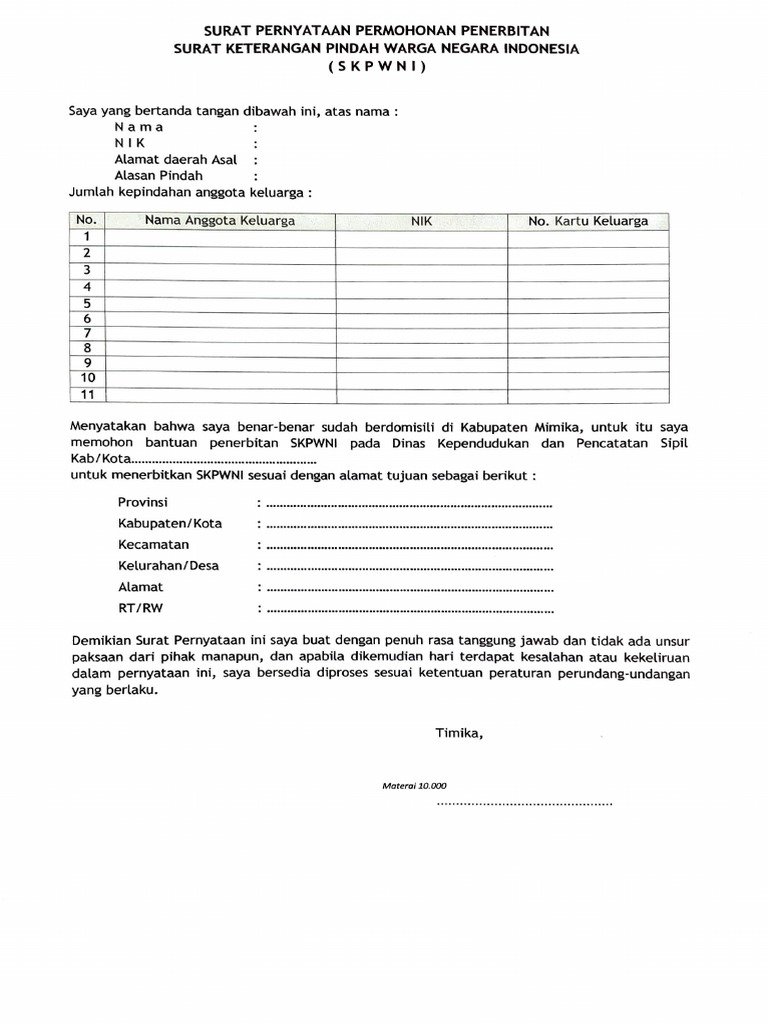 Surat Pernyataan Dan Formulir F103 | PDF