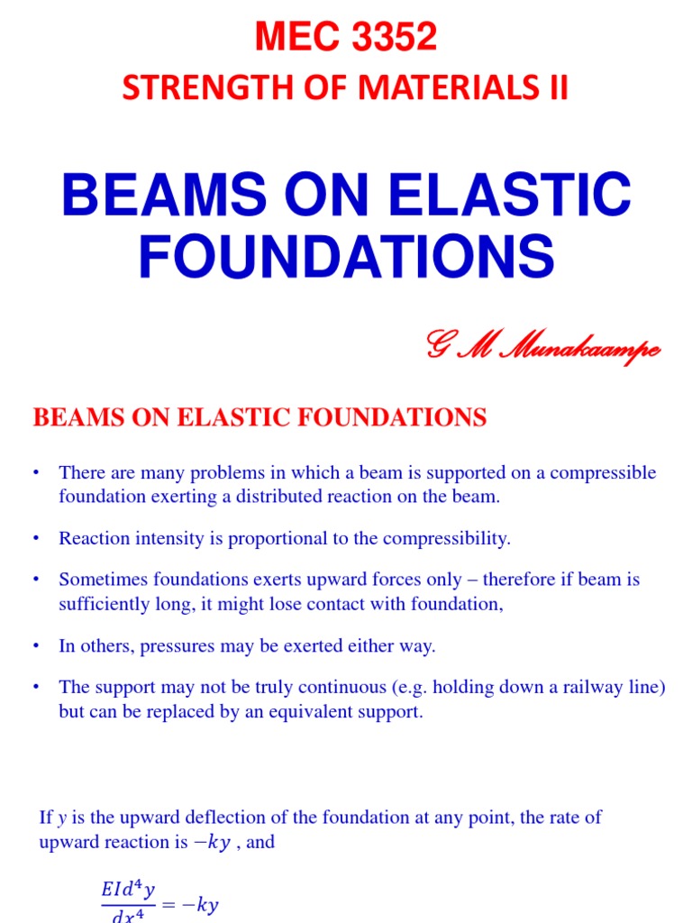 Lecture 10 - Beams On Elastic Foundations | PDF | Beam (Structure ...