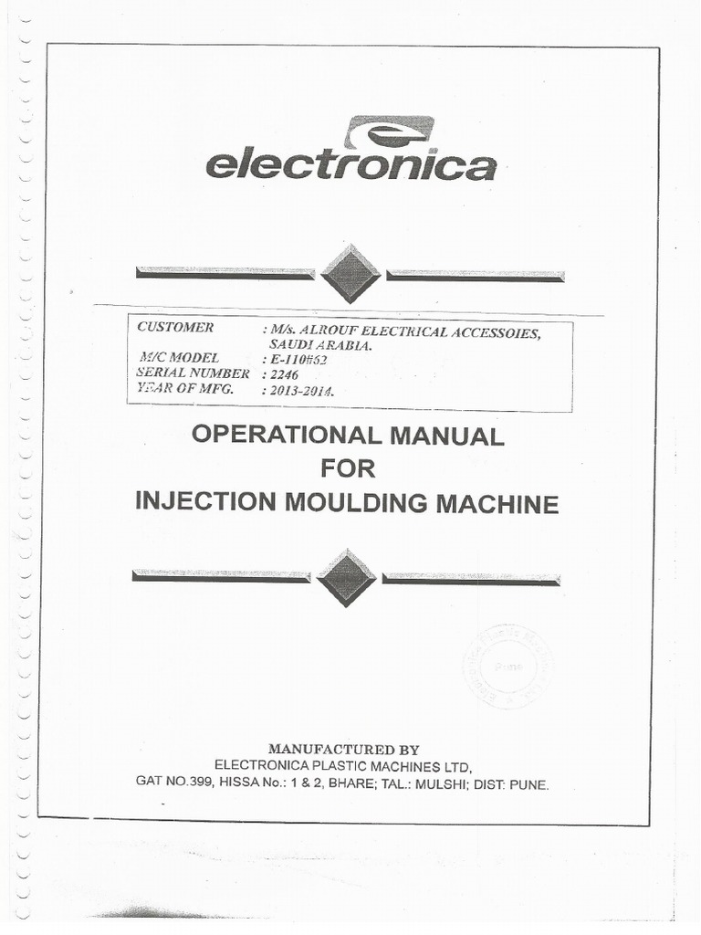 Operational Manual 2 Injection Molding Machine | PDF