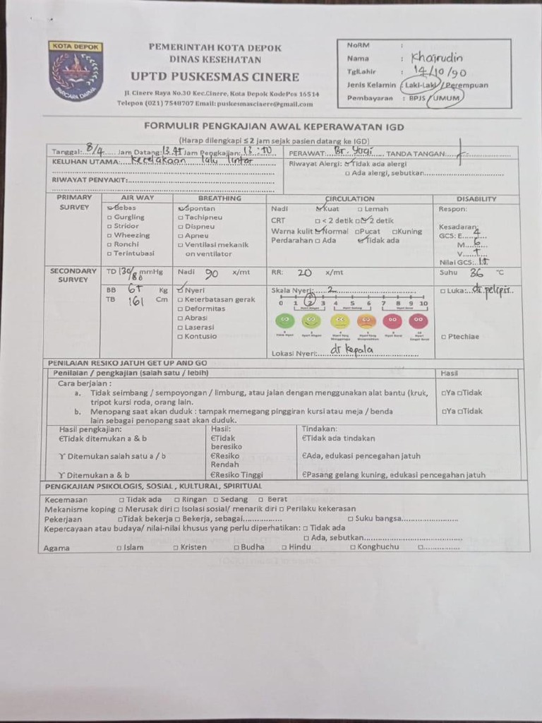Contoh RM Yang Ada Keluhan Nyeri | PDF