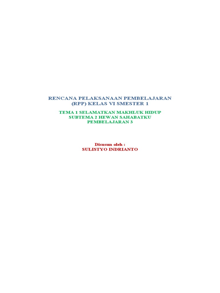 RPP Kelas 6 SD | PDF