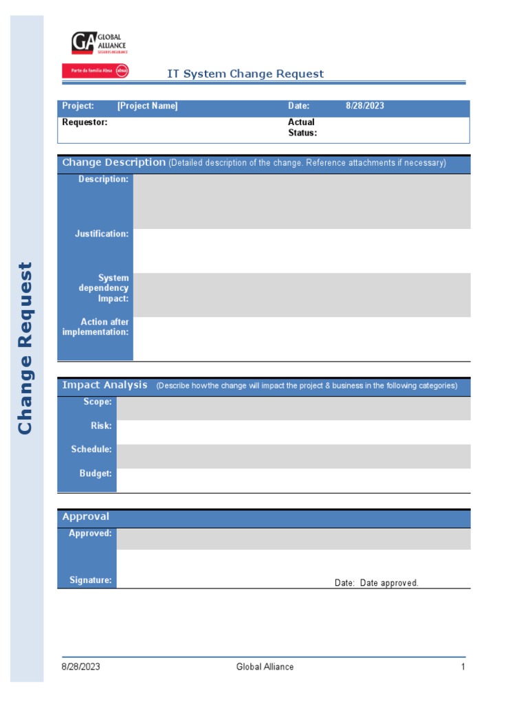 Change Request Template 1 | PDF