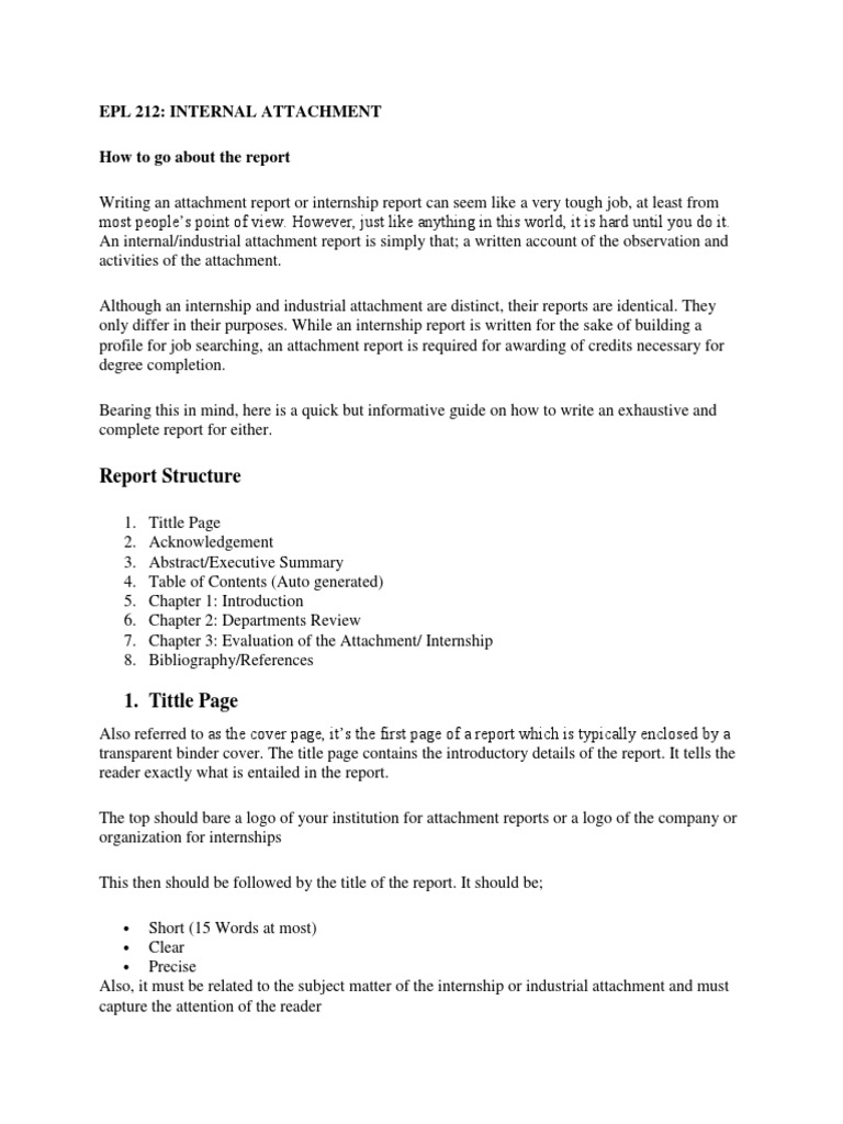 Guide to Writing an Attachment Report | PDF | Business | Finance ...