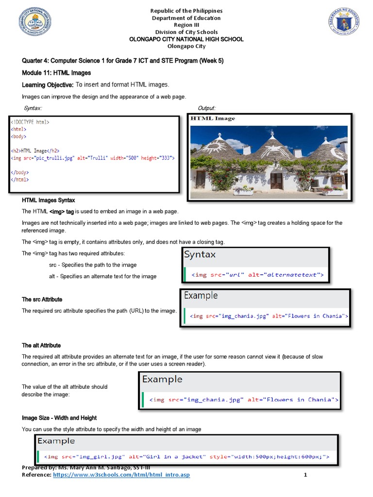 Module 7 HTML Images | PDF | Html Element | Html