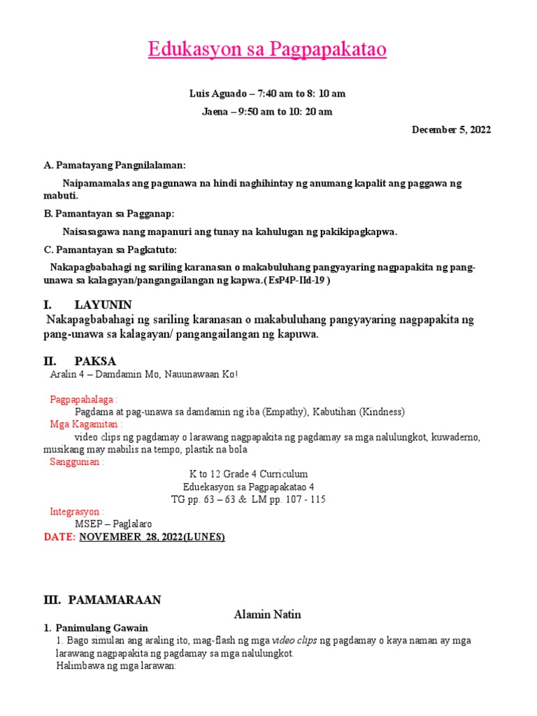 Q2 Esp Aralin 4 | PDF