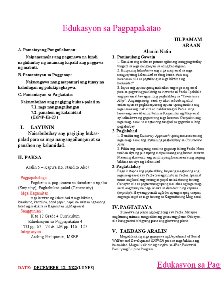 Q2 Esp Aralin 5 | PDF