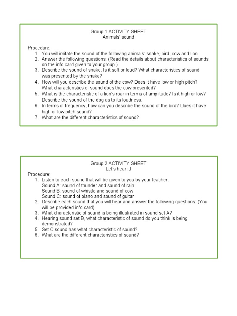 Activity Sheets | Download Free PDF | Sound | Amplitude