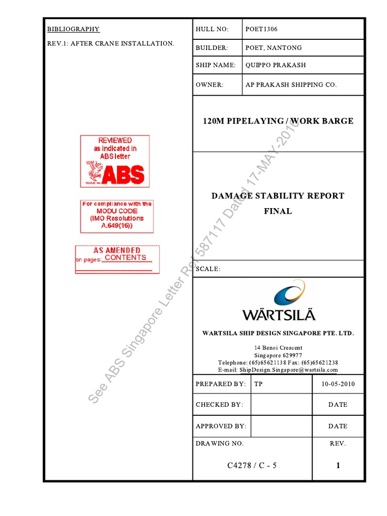 Damage Stability Report for Quippo Prakash | PDF | Hull (Watercraft ...