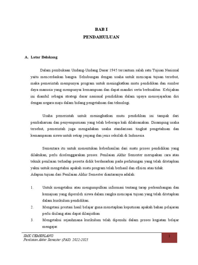 Program Kerja Pat 21.22 SMK Cemerlang | PDF