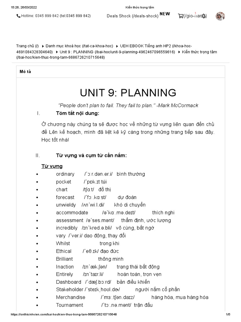 Kiến Thức Trọng Tâm u9 | PDF