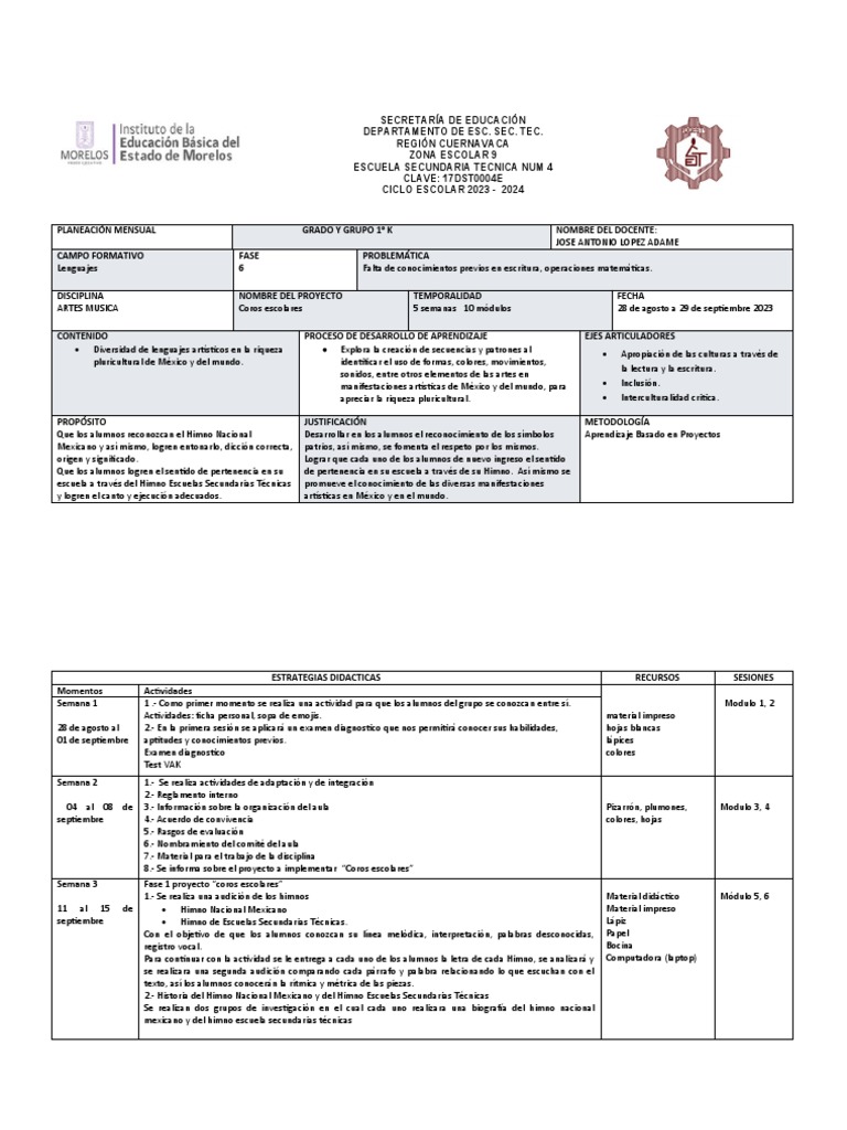 Planeacion Mensual | PDF