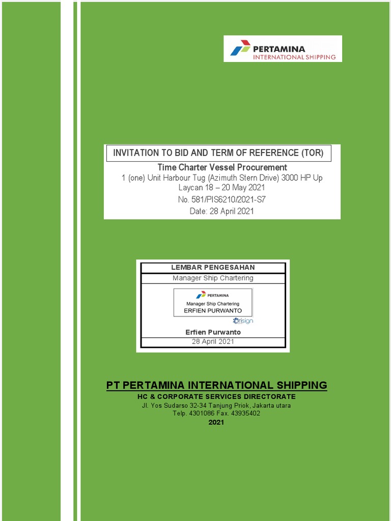 Harbour Tug 3000 HP Tender Reference | PDF
