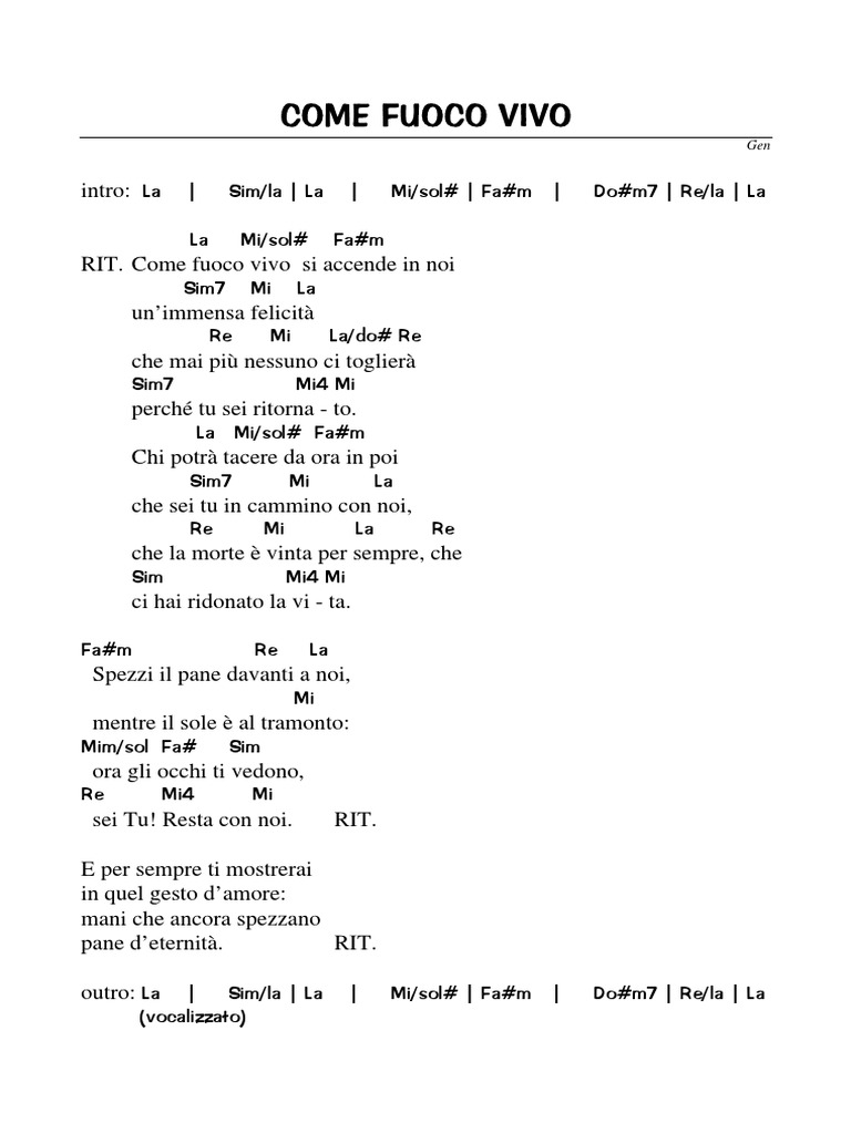 Come Fuoco Vivo (GEN) | PDF