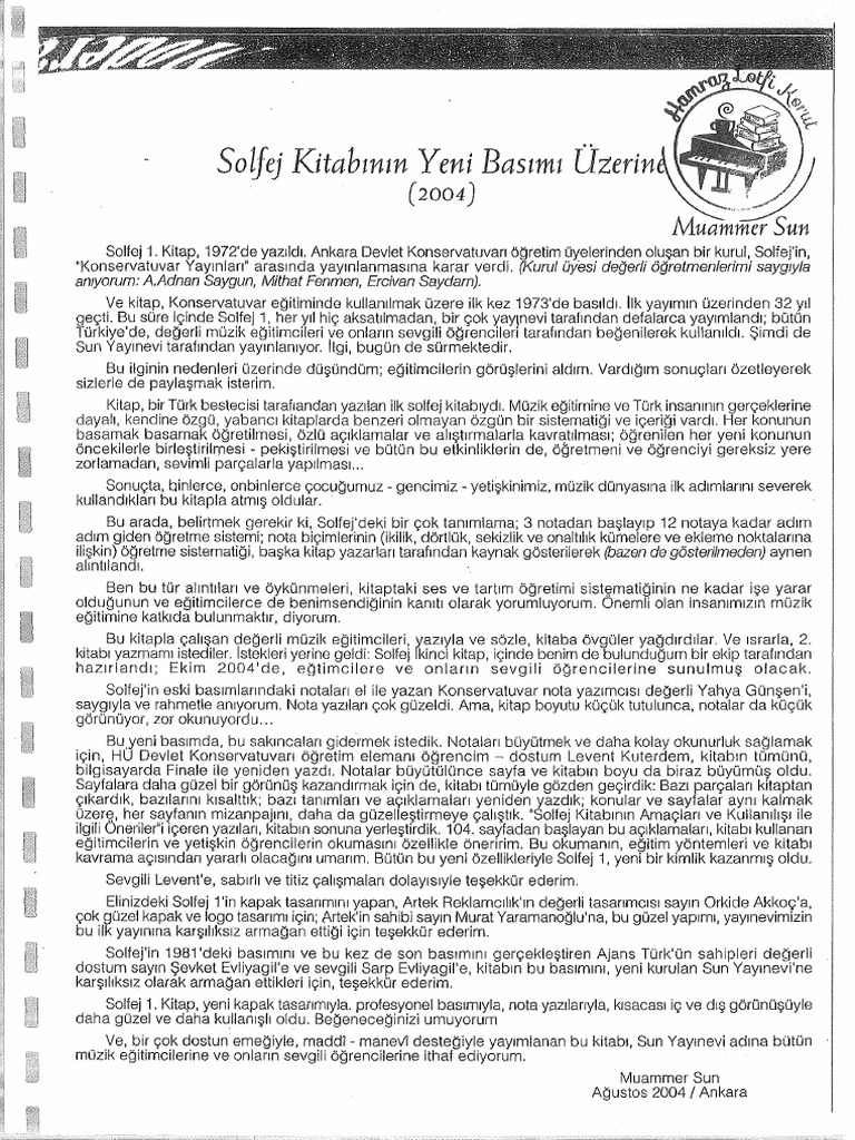 Solfej kitabı 1 | PDF