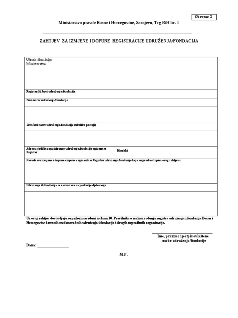 Obrazac 2 BJ | PDF