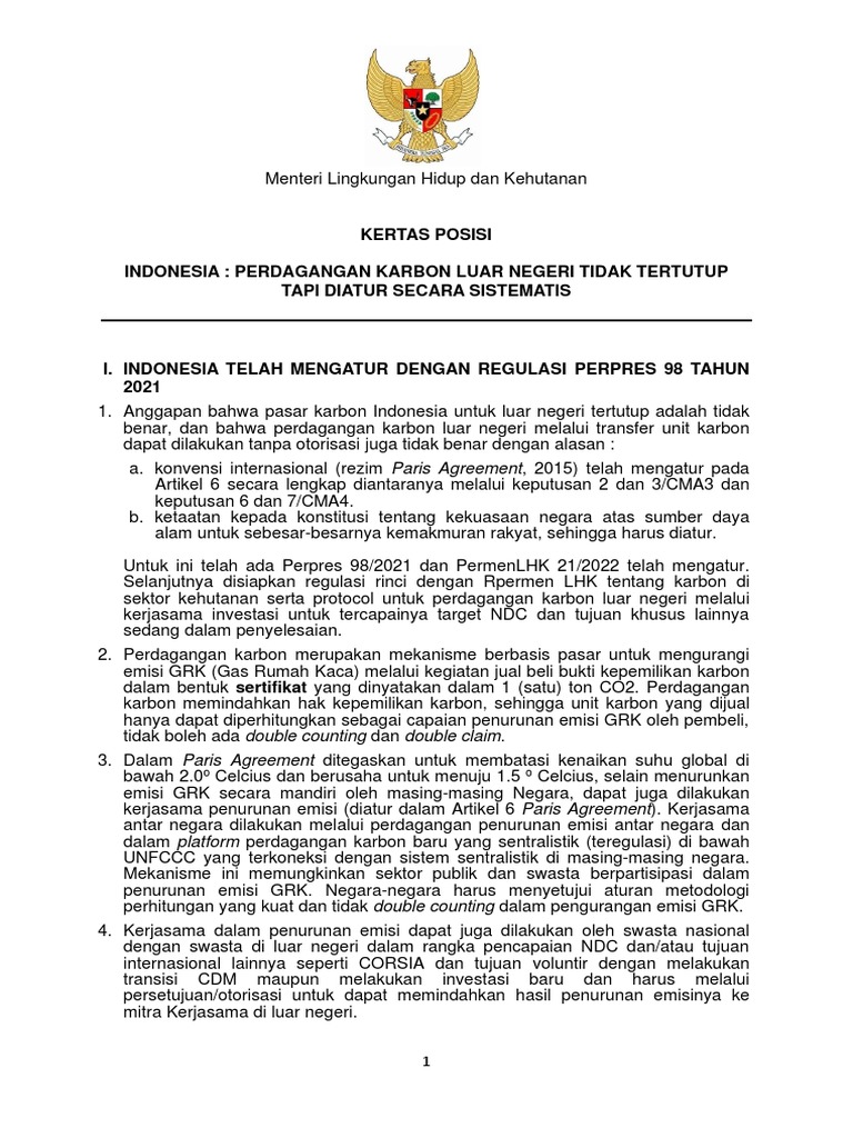 Regulasi Perdagangan Karbon Indonesia | PDF | Teknologi & Rekayasa
