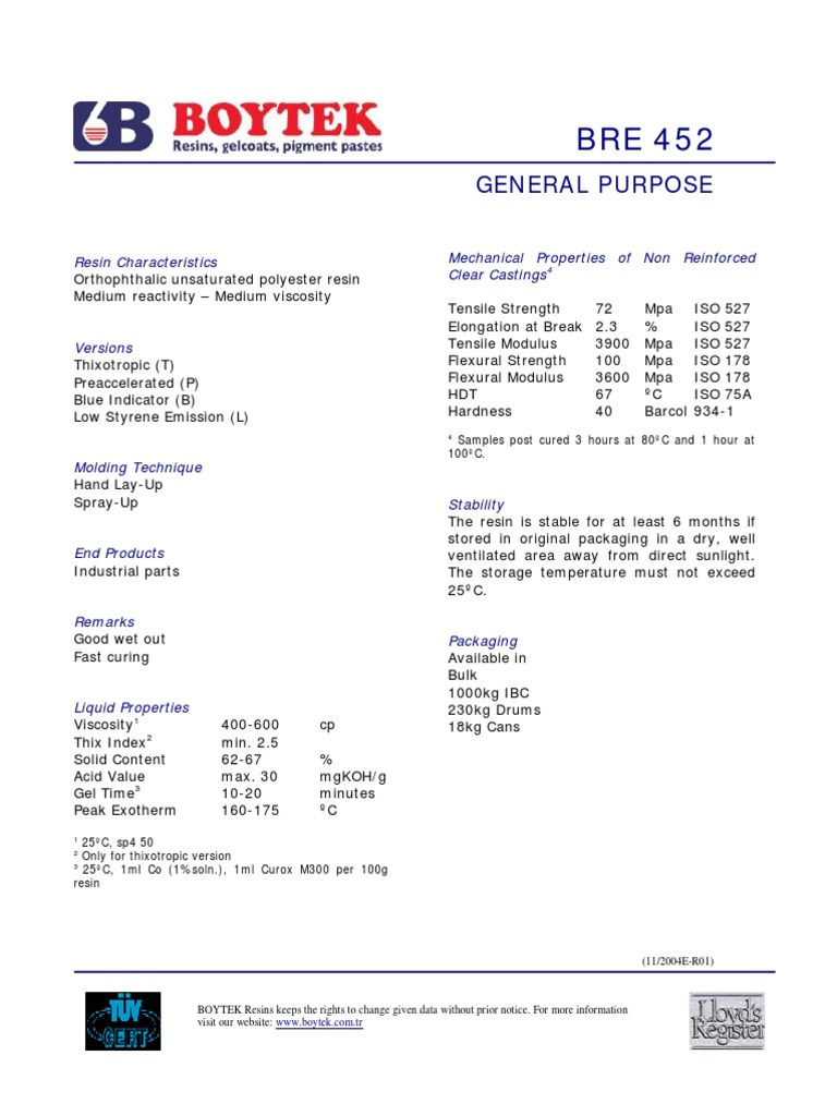 دتا شيت البولستر تركى 452 | PDF