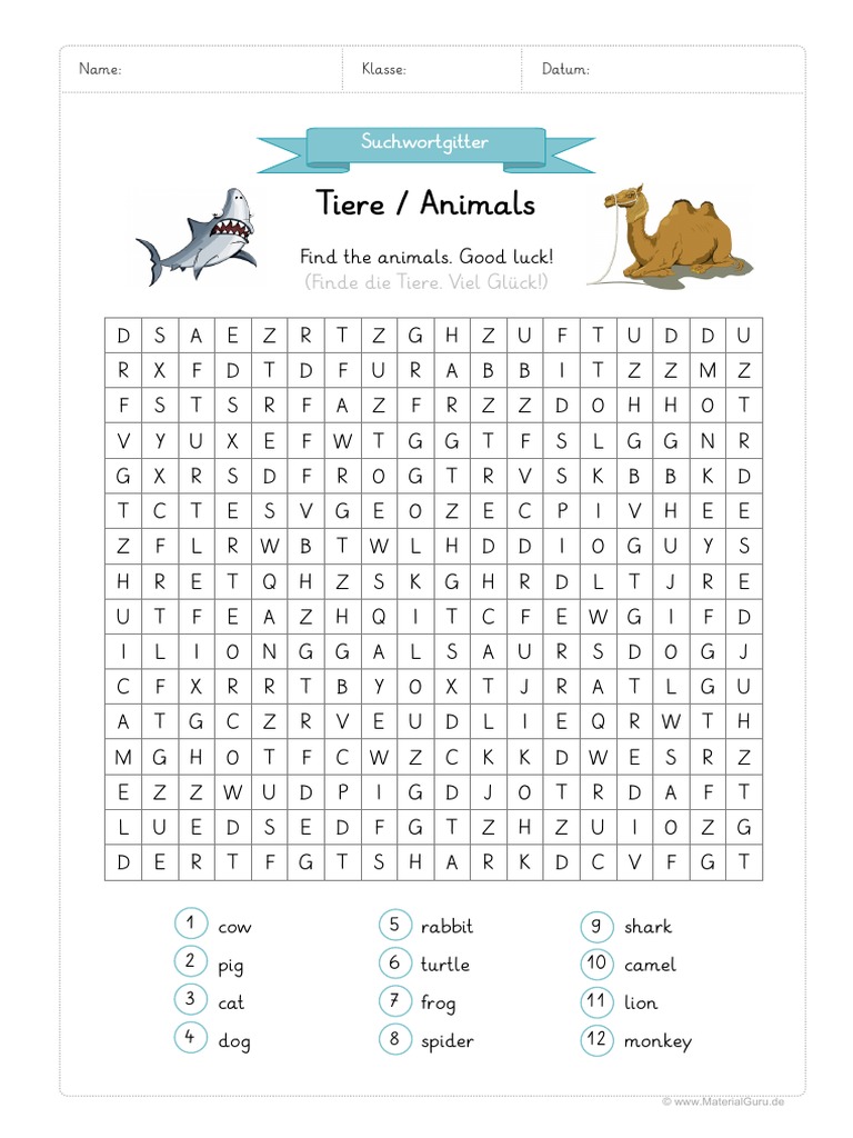 Animal Word Search Puzzle | PDF