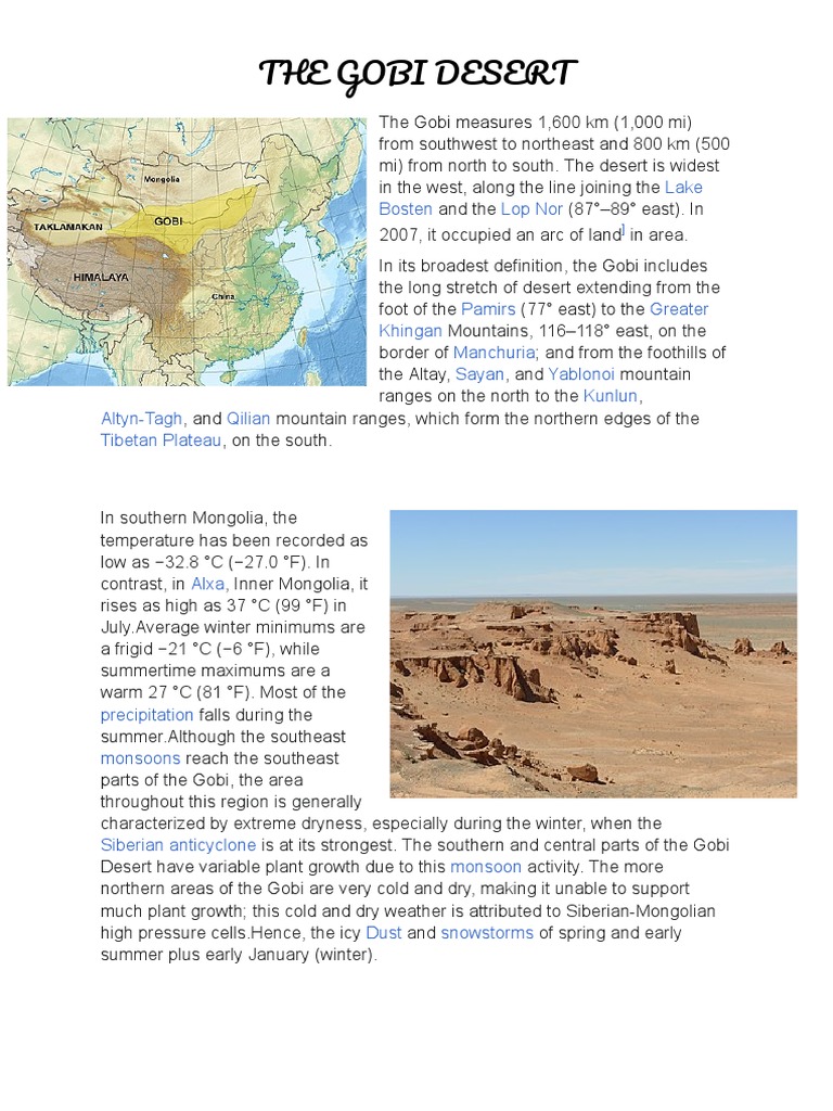 Gobi Desert: Geography & Climate | PDF