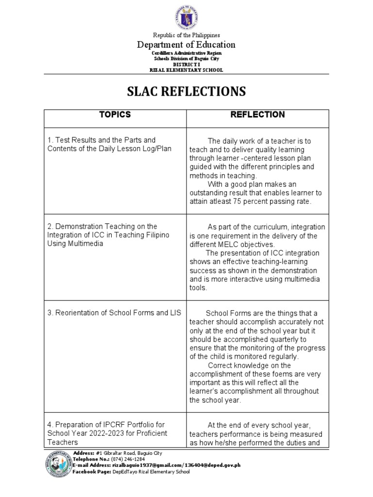 Reflection Ipcrf | PDF