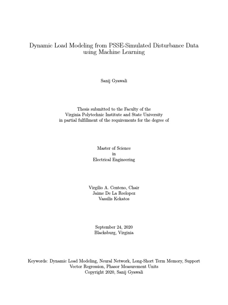 Dynamic Load Modeling Psse Gyawali S T 2020 Pdf Machine
