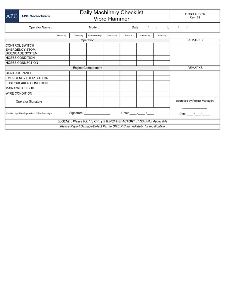 VIBRO HAMMER Checklist | PDF