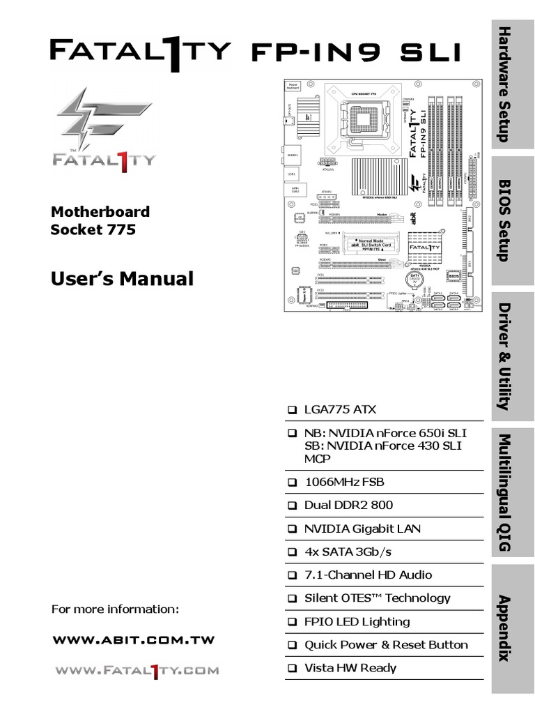 Abit Fatal1ty Fp-In9 Manual | Download Free PDF | Bios | Computer Hardware