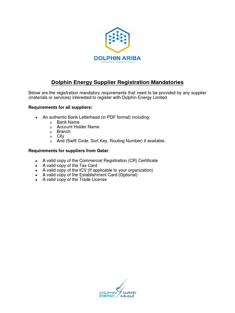 Dolphin Energy Supplier Registration Guide | PDF | Dubai | United Arab ...