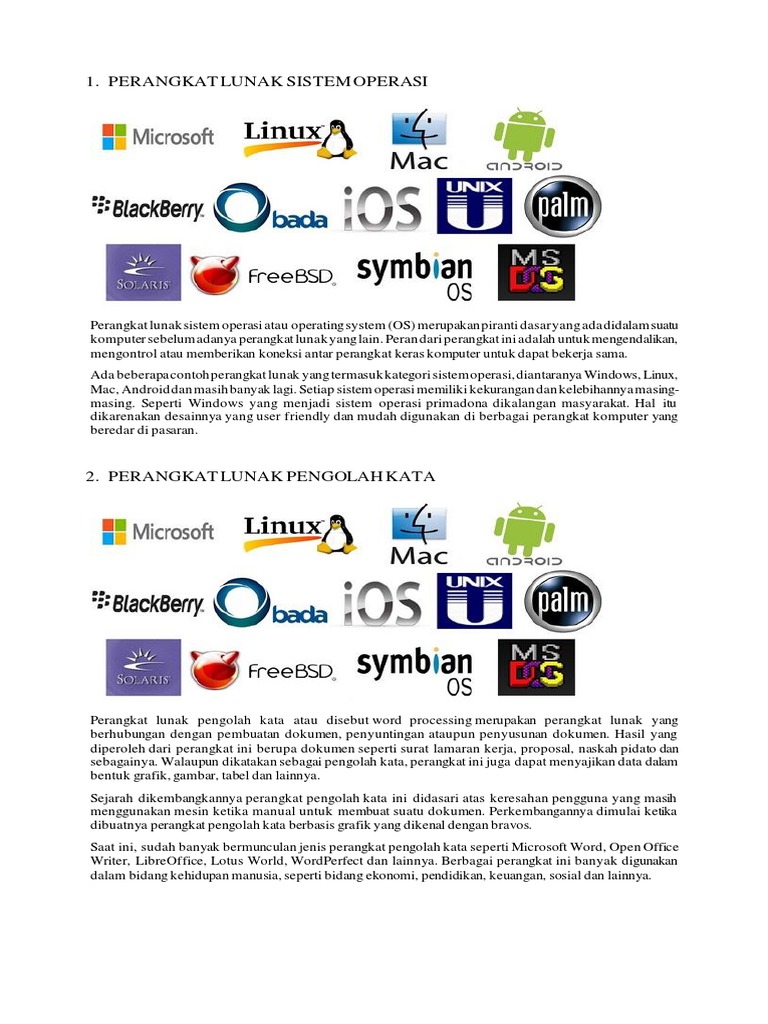 Perangkat Lunak Sistem Operasi | PDF