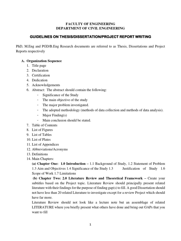 Guidelines for writing Thesis-Dissertations-Project Reports | PDF