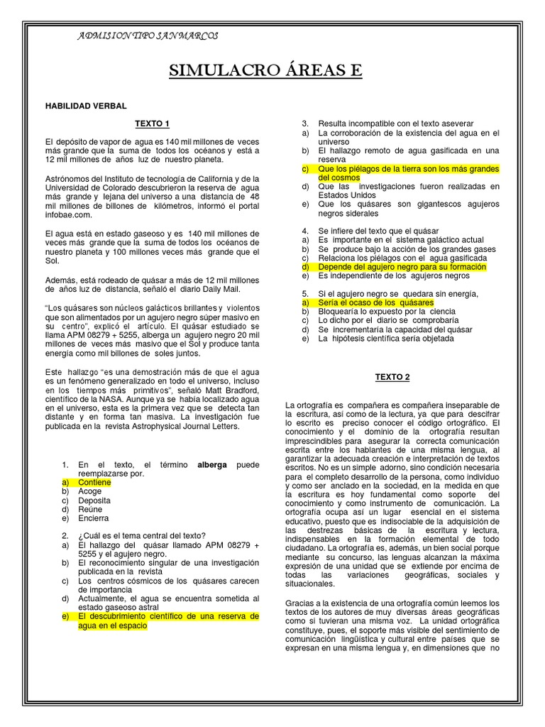 5º Simulacro e | PDF