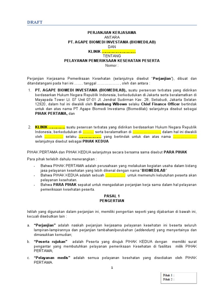 Draft Mou Rujukan Klinik Legal Pdf