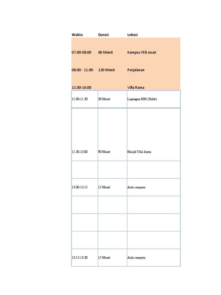 Jadwal Kegiatan Upgrading Villa Rama | PDF