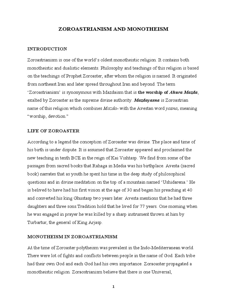 World Religion Assignment | PDF | Zoroastrianism | God