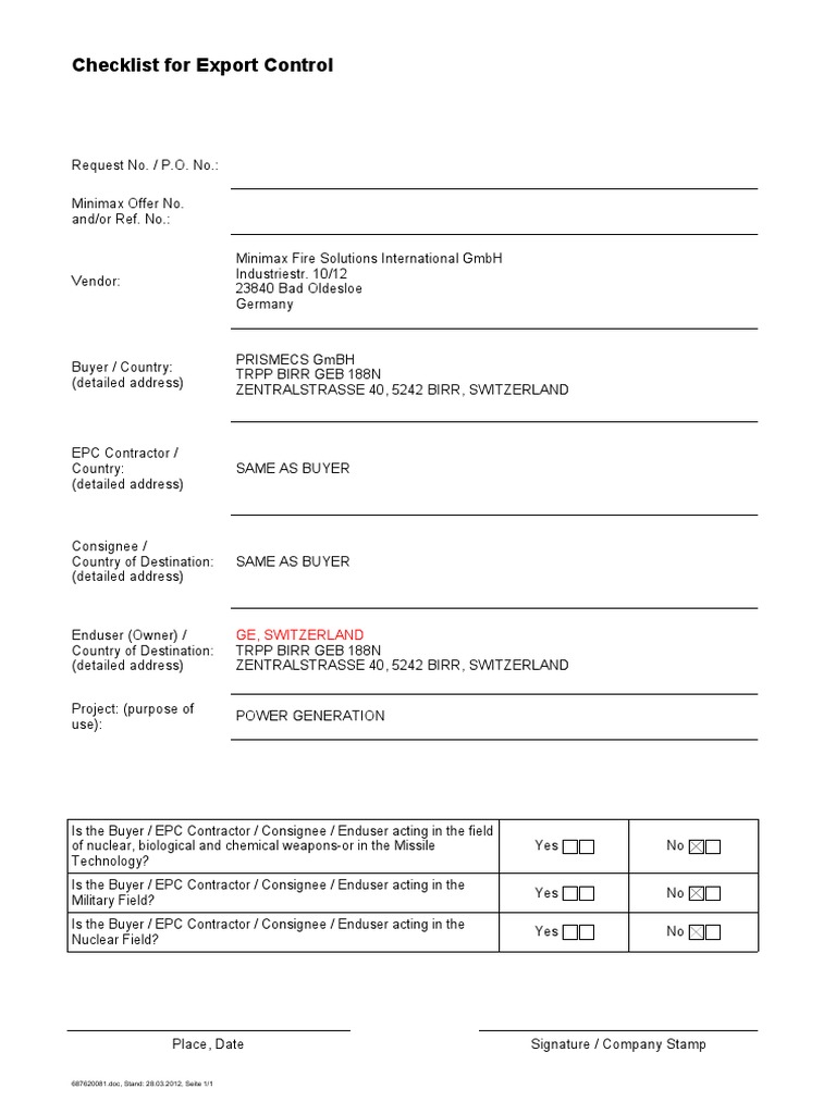 Checklist - Exportcontrol - EN | PDF