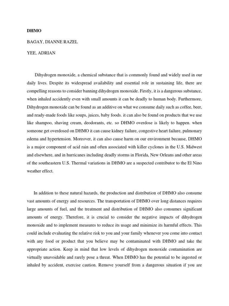 DHMO | PDF | Self-Improvement | Wellness