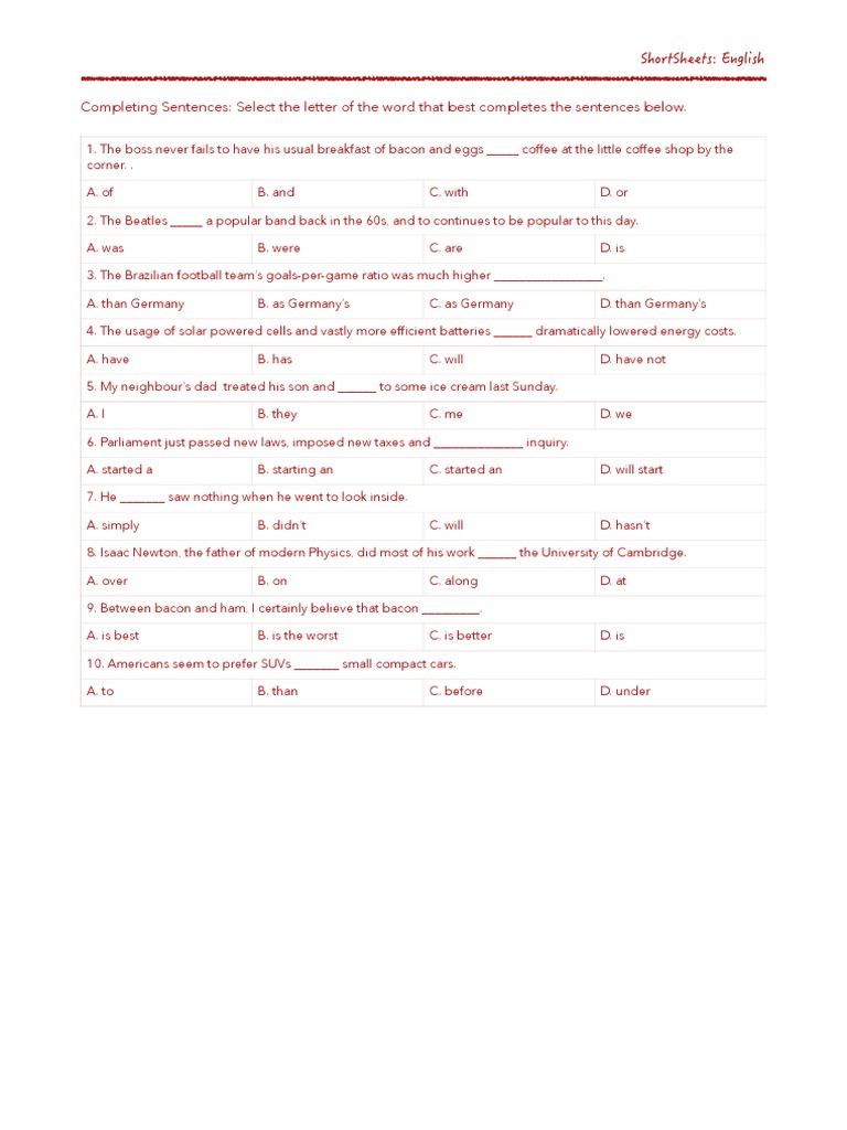 English Grammar Practice Quiz - Standford University | PDF