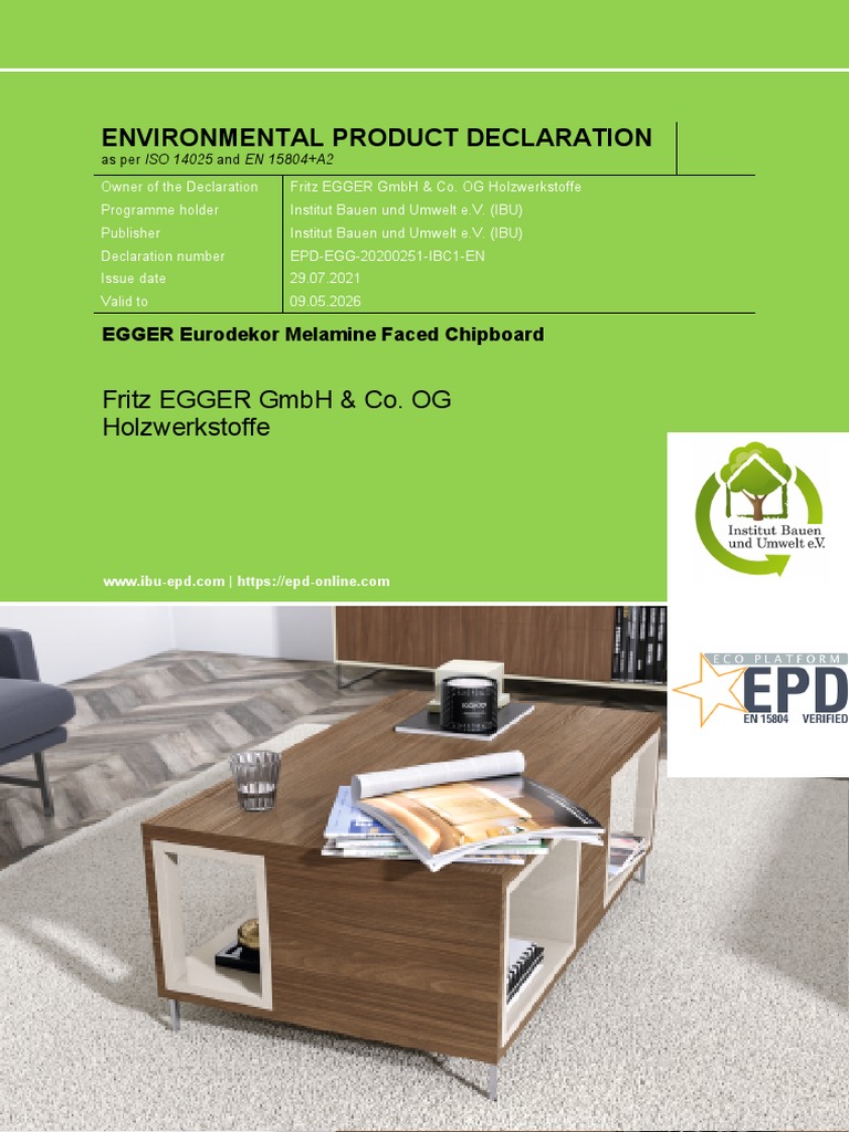 EPD EGGER Eurodekor en | PDF | Building Materials | Secondary Sector Of The Economy