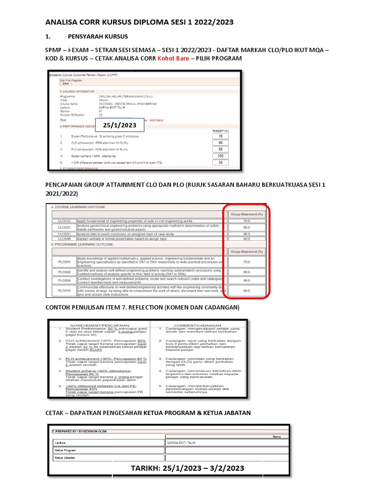 Analisa Corr Kursus Diploma Sesi 1 2022 | PDF