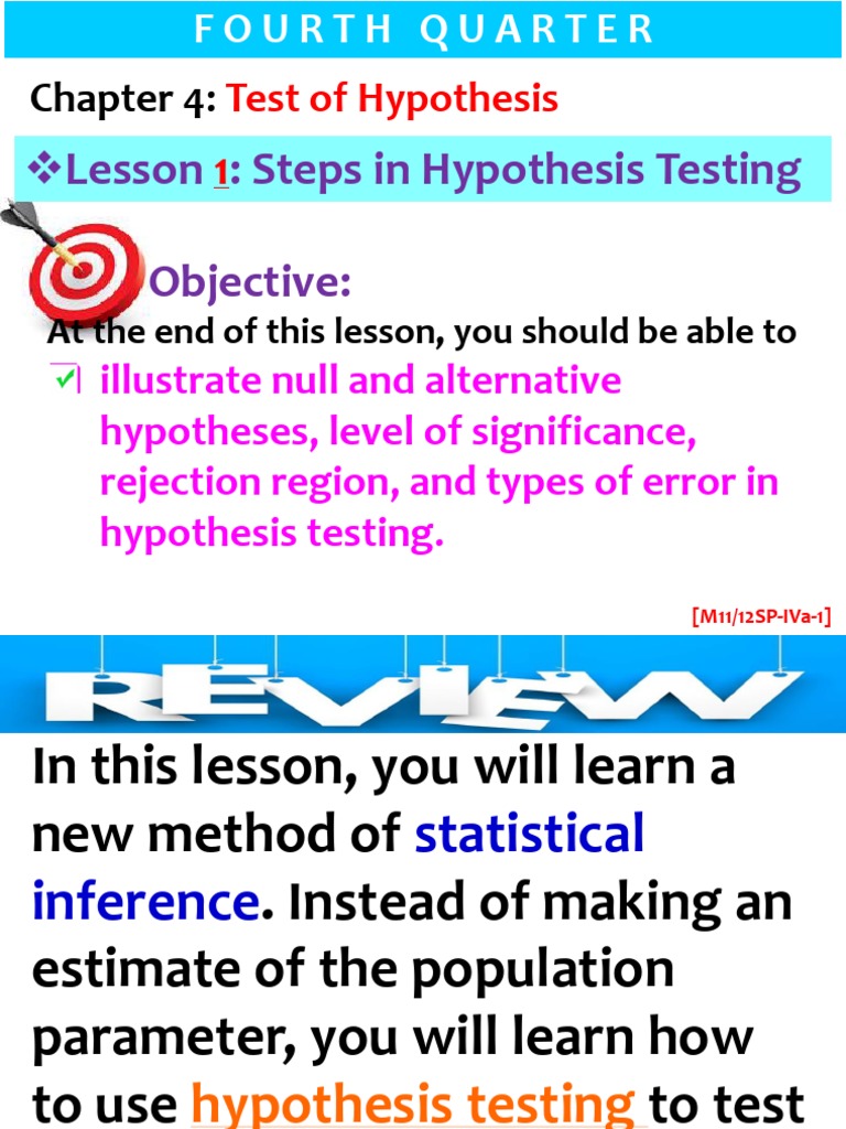 Lesson 1 - Steps in Hypothesis Testing | PDF | Statistical Hypothesis ...