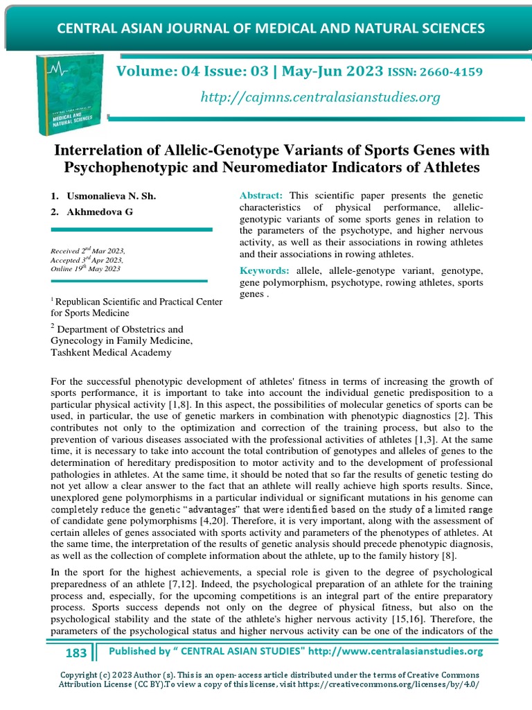 Interrelation of Allelic-Genotype Variants of Sports Genes With ...