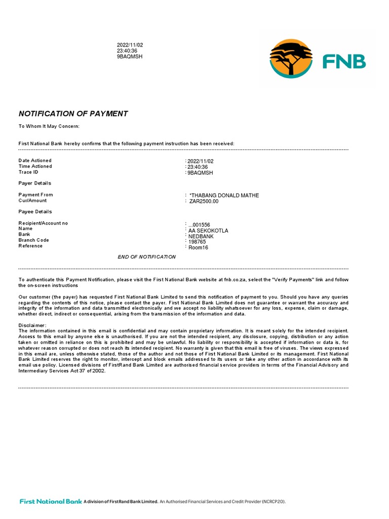 Payment Notification | PDF