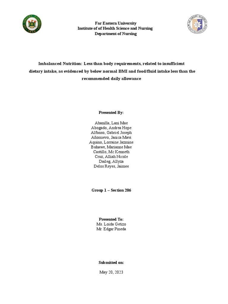 Final Nursing Care Process - GRP 1 | PDF