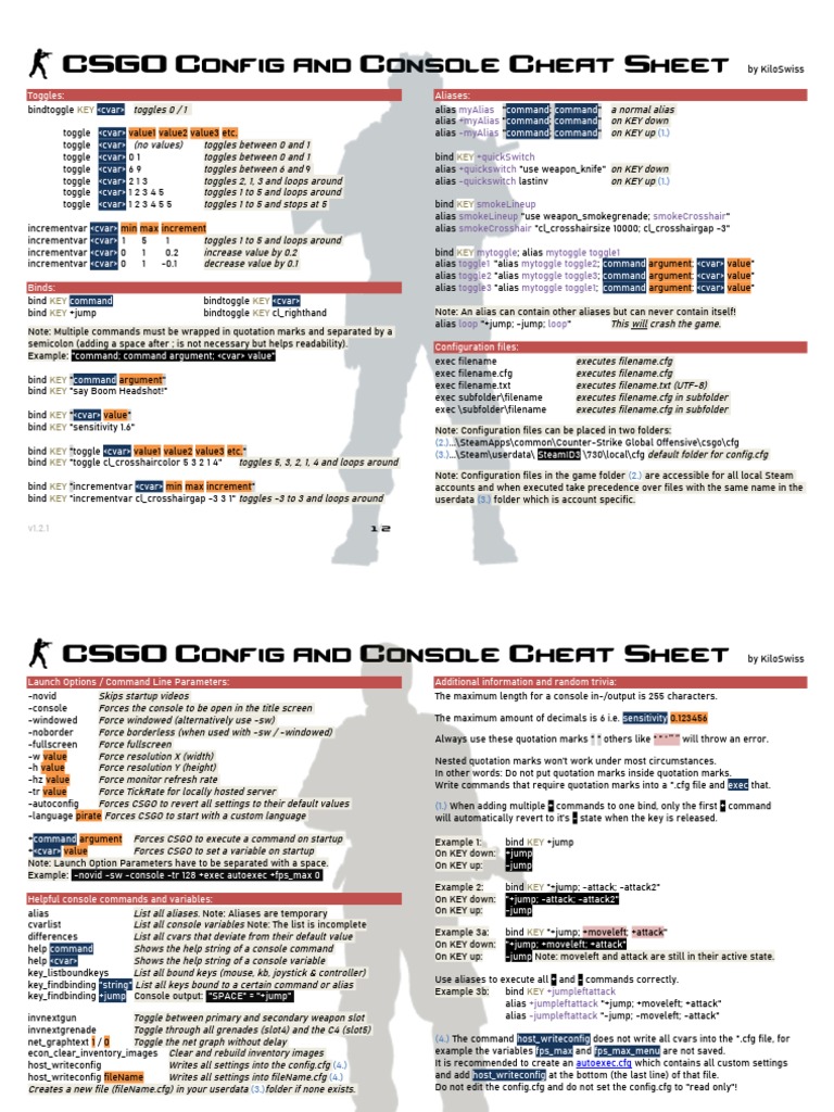 CSGO Config and Console Cheat Sheet | PDF | Command Line Interface | Filename