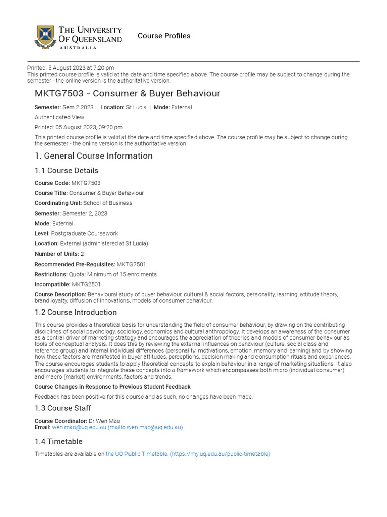 Course Profiles | PDF